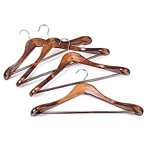 RoyalHanger Coat Hangers 6-Pack, Suit Hangers Wooden Hangers Extra Wide Shoulder for Heavy Coat, Sweater Pant,Retro Finish