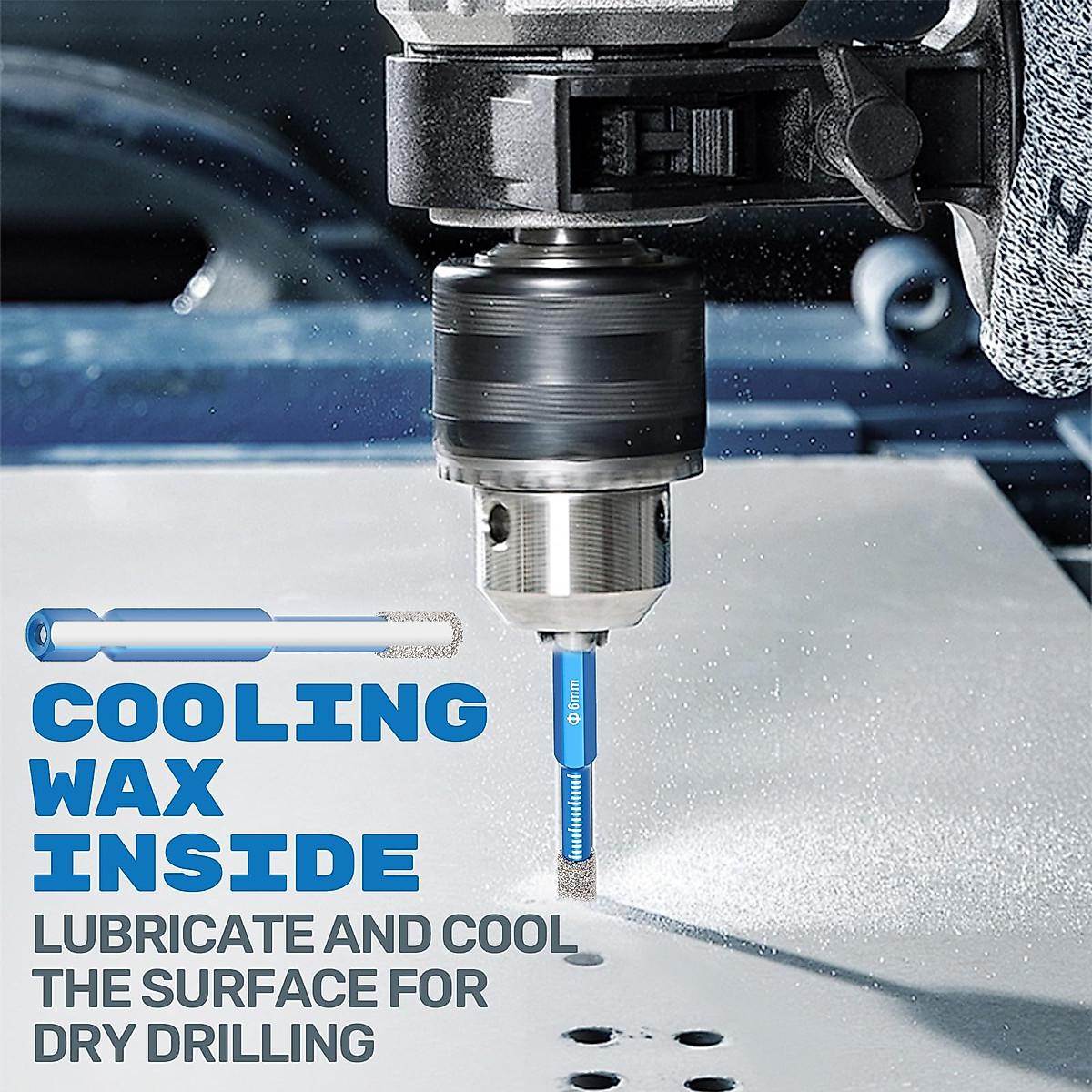 XDOVET Dry Diamond Drill Bit Sets Hex Shank 6Pcs 1/2" to 1/4" Core Drill Bits for Granite Marble Porcelain Glass Lenses Tile etc