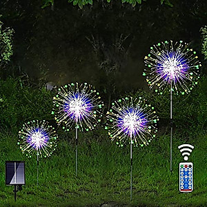 CASAVIDA Firework Light Solar Garden Lights Fairy Twinkle Lights 120LED with Remote Decorative Starbust Lights for Halloween Patio Party C