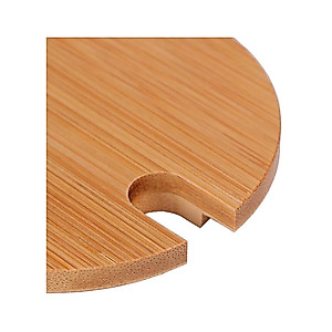 4Pcs Natural Bamboo Mug Lids with Spoon Hole Regular Mouth Mug Cover Heat Resistant Decorative Bamboo Lids Compatible Cup Lid for Drink Cup Coffee Mug Jar (Outer Diameter 3.35inch)