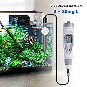 RCYAGO Dissolved Oxygen Meter with DO Probe, DO Meter Water Quality Monitor Freshwater Aquarium Test Kit, Digital Dissolved Meter Portable Pen Type Meter, 0.0-20.0mg/L ±0.3mg/L