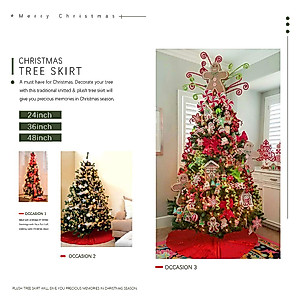 B-COOL Tree Skirts 48inches Red Christmas Sequin Tree Skirt Embroidered Tree Carpets Glitter Tree Mats Chrismas Tree Cover Round Red