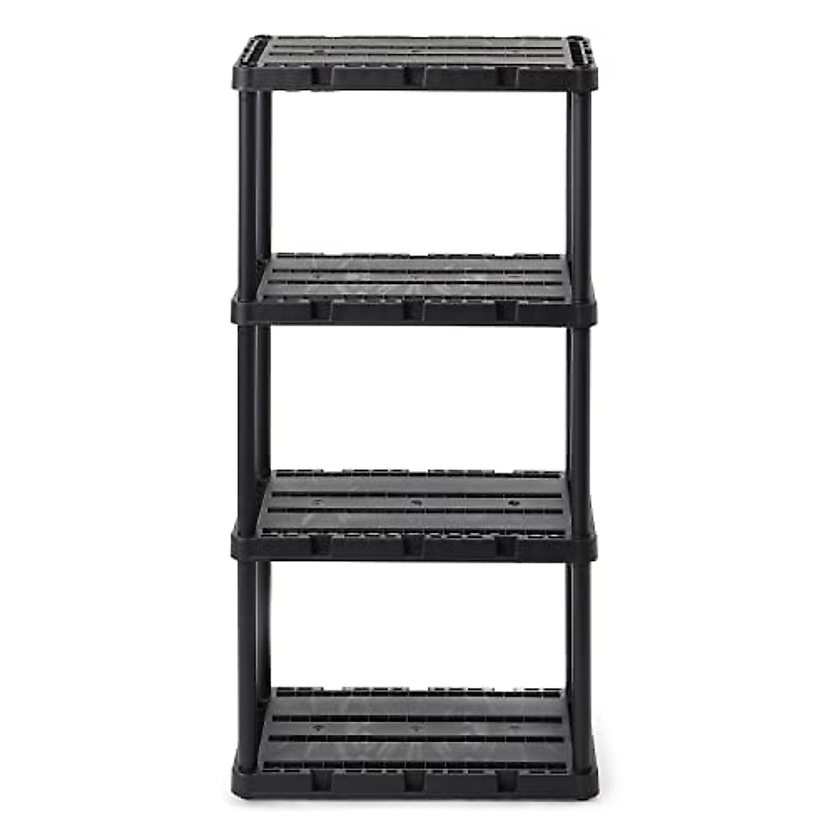 Gracious Living 4 Shelf Knect-A-Shelf Solid Light Duty Storage Unit 24 x 12 x 48 Organizer System for Home, Garage, Basement, and Laundry, Black (4 Pack)