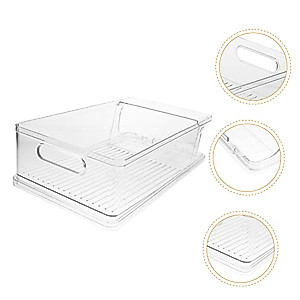 Cabilock Rolling Beverage Storage Box Water Bottle Dispenser Clear Container Clear Container with Lid Clear Soda Can Organizer Bottle Storage Holder Rack Stackable Can Rack Organizer Drinks