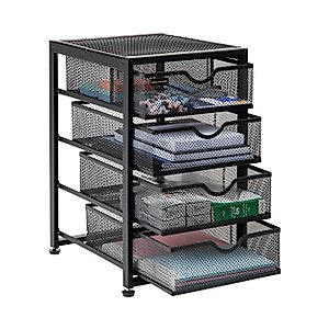 Mind Reader File Storage Drawers, Desktop Organizer, File Storage, Office, Metal Mesh, 10.25"L x 12.375"W x 16"H, Black