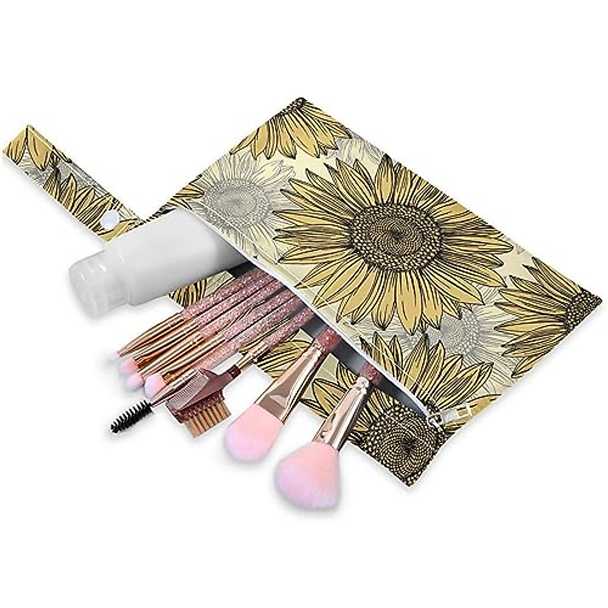 SDMKA 2Pcs Wet Dry Bag for Baby Cloth Diapers Sunflowers Yellow Reusable Waterproof Wet Bag with Two Zippered Pockets for Travel Beach Pool