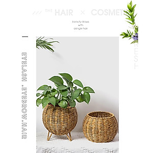 Itkcozcg Tabletop Hand Woven Storage Container with Lid Flower Basket Plastics Sundries Holder for Workspaces and Bedrooms