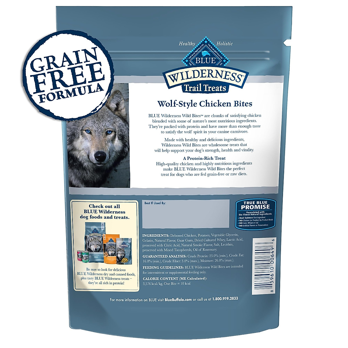 Blue Buffalo Wilderness Trail Treats Wild Bites Dog Treats, Grain-Free and High-Protein Soft-Moist Dog Treats Made with Natural Ingredients, Chicken Recipe, 4-oz. Bag