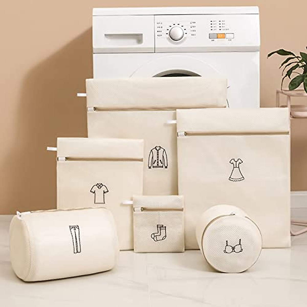 Xrrxy 6 PCS Durable Honeycomb Mesh Laundry Bags, Delicates Wash Bags for Lingerie Stockings for Clothing Washing Bags for Laundry, Blouse, Bra, Hosiery, Stocking, Underwear