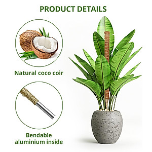 47 Inch Moss Pole for Plants Monstera, Moss for Potted Plants Bendable Plant Stakes for Indoor Plants, Handmade Coco Coir Monstera Plant Support for Plants Grow Upwards