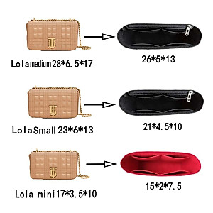 Felt Purse Organizer Insert,for/Burberry Chain Bag Lola Small and Medium sized Bag Storage Bag2056Beige-S