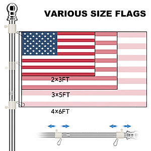 GLORYA 5ft Flag Pole with Holder - 1" American Flag Pole Kit for Outdoor - House Tangle-Free Flag Pole with Clips - Stainless Steel Wall Mounted Spinning Flag Pole for Residential and Commercial