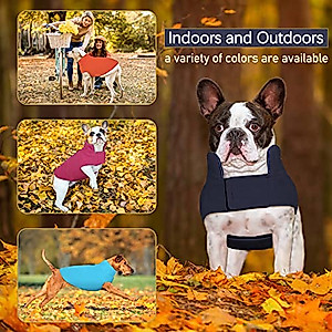 DENTRUN Windproof Winter Warm Fleece Medium Dog Coat Reversible Puppy Jacket Reflective Soft Pet Vest, Cold Weather Dog Sweater Apparel Leash Access Overcoat for Medium Breeds, NavyBlue, M