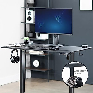 VIVO Electric Height Adjustable 44 x 24 inch Stand Up Desk, Standing Workstation with Memory Controller, Black Top, Black Frame, DESK-E144B