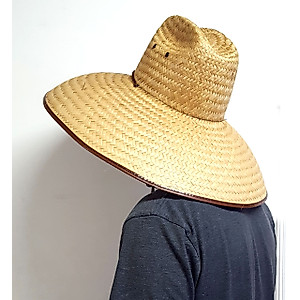 Double Weaved Hard Shell Shade Hat Large Fit Wide Brim Straw Hat Tan