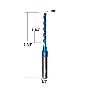 HZBIAO CNC Spiral Router Bit NACO Coating Up Cut End Mill with 1/8 inch Cutting Diameter 1/4 inch Shank STF335