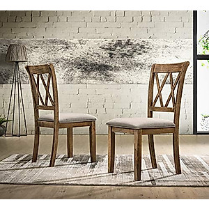 Roundhill Furniture Windvale Fabric Upholstered Dining Chair, Set of 2, Brown