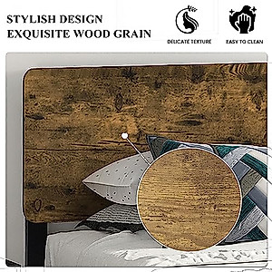 SHA CERLIN Twin Size Metal Platform Bed Frame with Wooden Headboard and Footboard/Rustic Mattress Foundation/No Box Spring Needed/Non-Slip Without Noise/Black&Brown