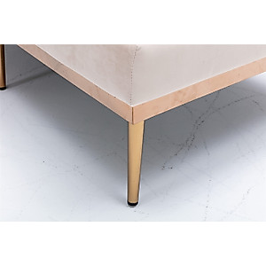 PHOYAL Velvet Chaise Lounges,Modern Tufted 2 in 1 Chaise Lounge Chair Indoor,Upholstered Sofa Recliner Lounge Chair with 3 Adjustable Angles, Convertible Sleeper Chair for Living Room Bedroom(Beige)