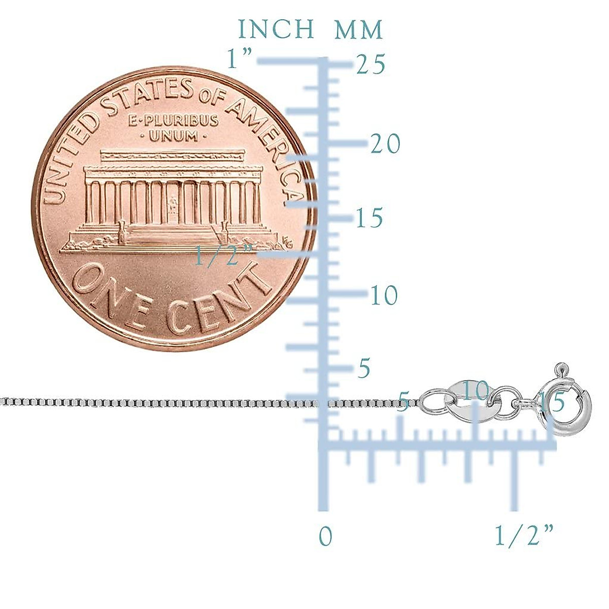 The Diamond Deal 14K Yellow or White or Rose/Pink Gold 0.60mm Shiny Classic Box Necklace Chain For Pendants and Charms for Women and Girls with Spring Ring Clasp (17" And white-gold)