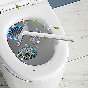 Silicone Brush Toilet Brush Clear Double Sided Brush Head Toilet Cleaner Brush Home Bathroom Toilet Bowl Brush and Holder Set