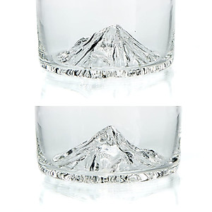 Huckberry Whiskey Peaks Iconic Mountain Bar Glasses, 11.5 oz Capacity, Lead-Free Crystal, Pacific Northwest, Set of 4