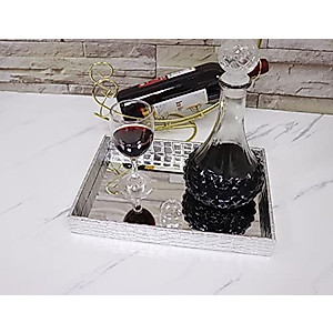 MCBZ Coffee Table Decorative Mirror Tray, Dresser Perfume Cosmetics Storage Tray, Bathroom Toiletries Storage, Jewelry Tray (Silver)