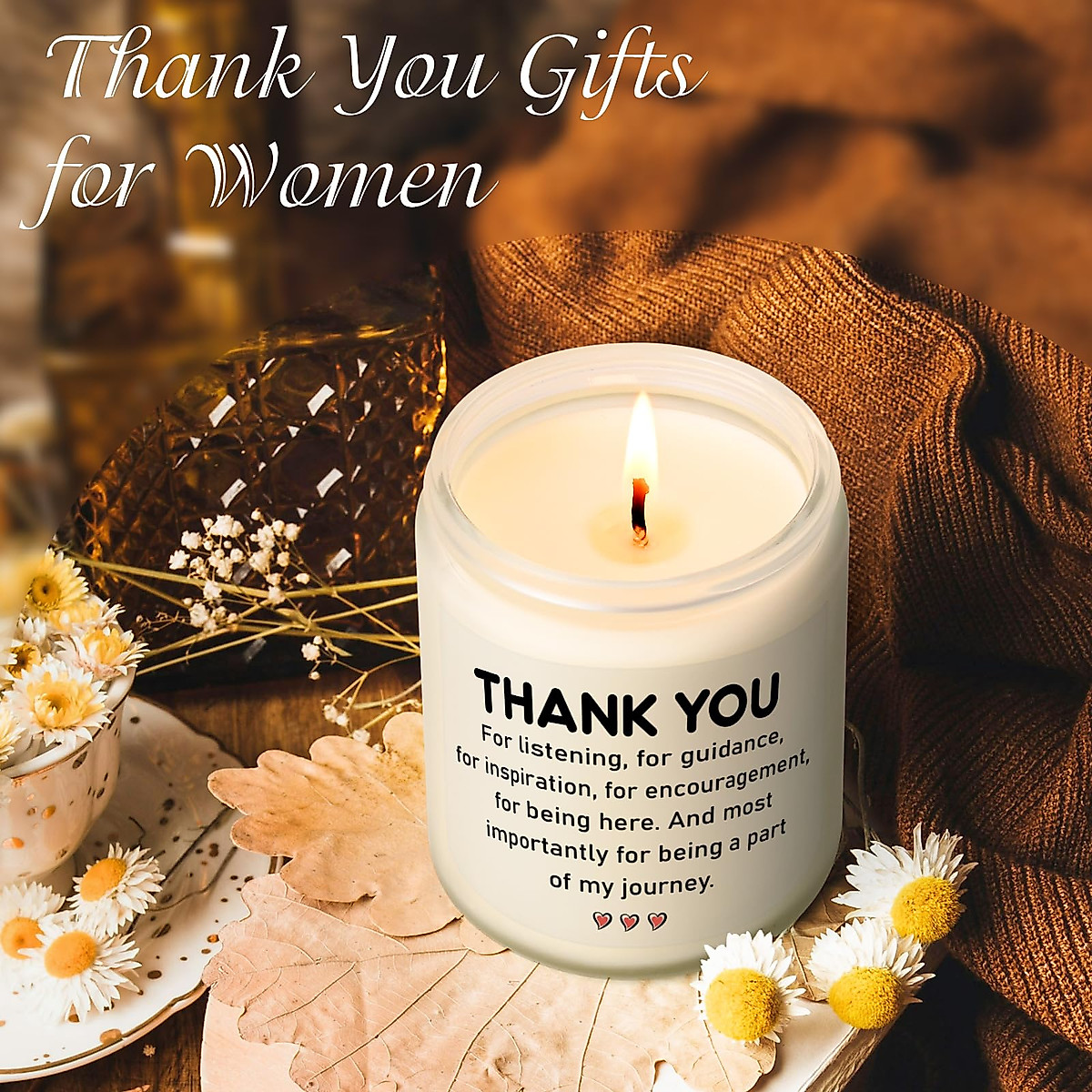 LiqCool Thank You Candle for Women Men, Appreciation Gifts for Teacher Coworkers Boss Lady Employees Manager Coach Friends, Thanksgiving Birthday Christmas Gifts for Dad Mom Sister BFF