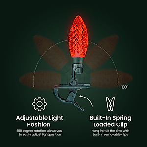 Noma C9 LED Quick Clip Christmas Lights | Built-in Clip-On String Lights | 100 Multi-Color Bulbs | 66.8 Foot Strand 