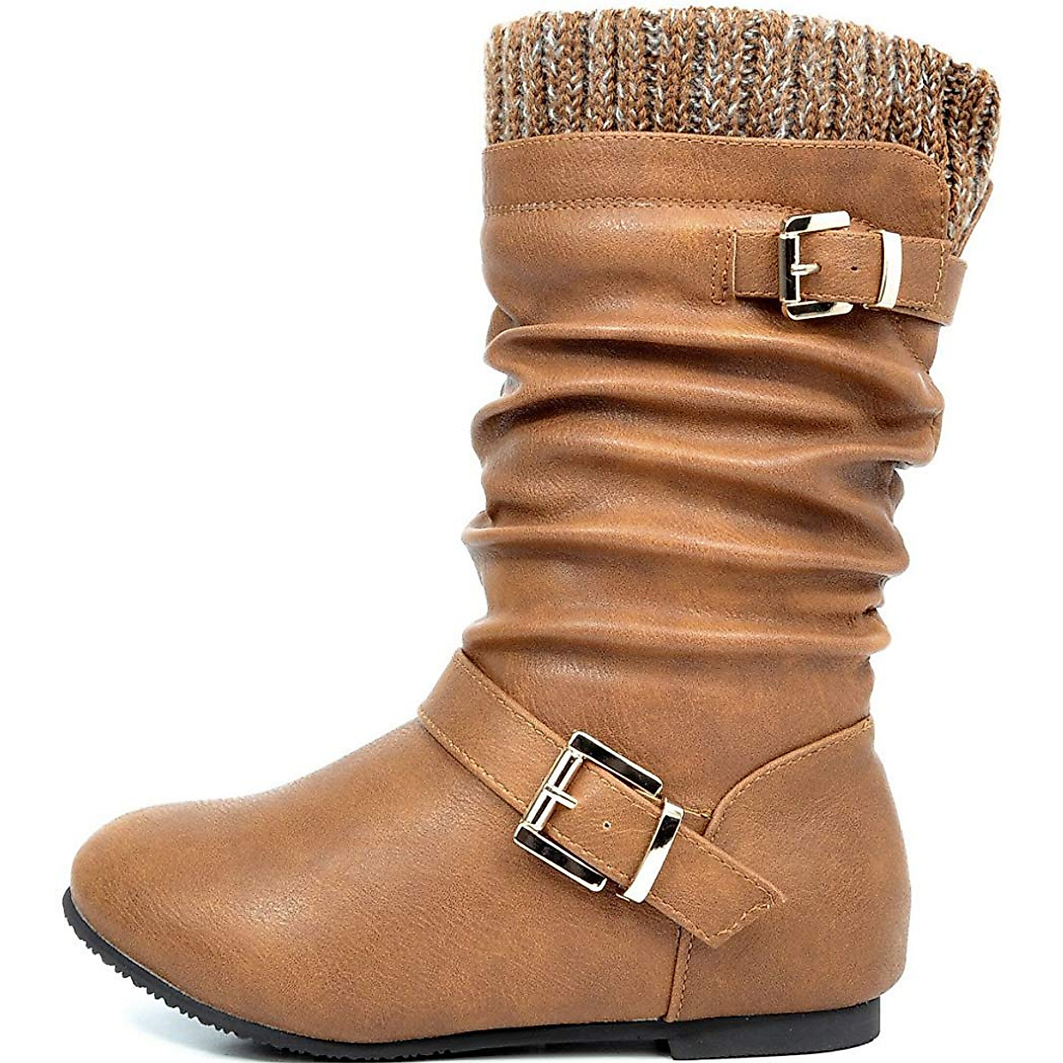 DREAM PAIRS Girl's Faux Fur Lined Knee High Winter Riding Boots(Toddler/Little Kid/Big Kid),Size 1 Little Kid,Camel,KLOUCH