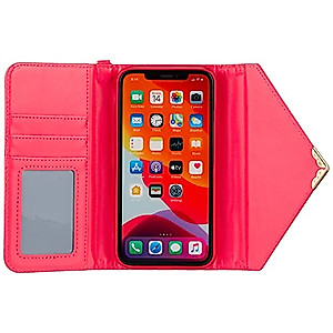 Glow Co., Ltd. 404-1-02 iPhone 11 with Strap, Multi-Functional Storage, Notebook Type Case, Magenta, Tempered Glass & Stylus Pen Included