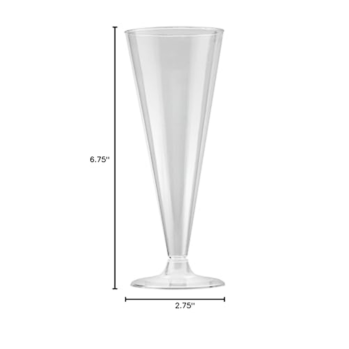 Restaurantware RW Base 6.5 Ounce Toasting Glasses 20 Disposable Champagne Flutes - With A Removal Base Premium Clear Plastic Cocktail Glasses Serve Sparkling Wine For Parties