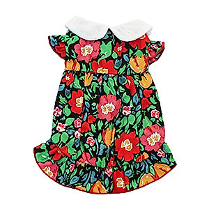 Pet Dress- Dog Floral Dresses, Sweet Cat Princess Dress, Pet Clothes for Small Medium Girl Dogs Cats Kitten Girl Green L