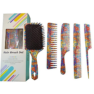 Camo Hair Brush,Anti Static & Frizz Air Cushion Massage combs for kids&Adults,Five different combs&Hair Brush For All Hair Types,Can Softens And Improves Hair Texture