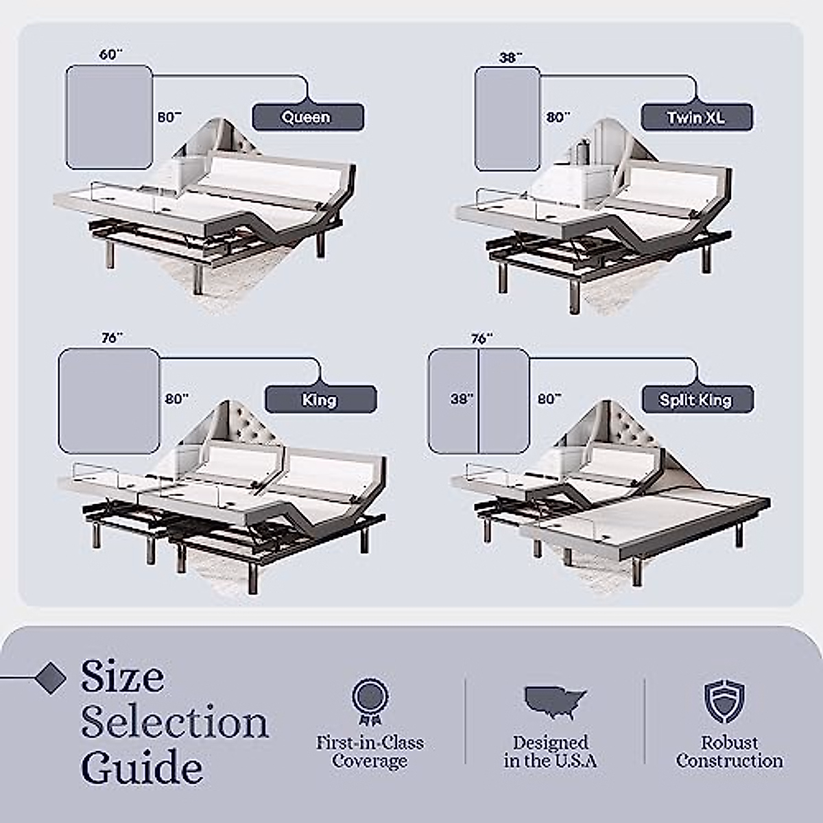 Sven & Son Platinum Series Adjustable Bed Base + 14" Premium Memory Foam Mattress, Platform Frame Compatible, Lumbar Support, USB Ports, Zero Gravity, Dual Massage, Wireless Remote - Split King