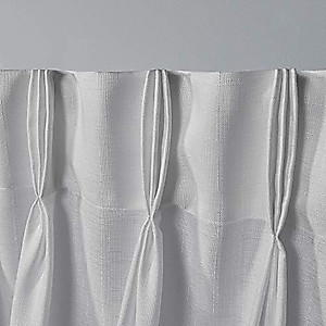 Exclusive Home Loha Light Filtering Pinch Pleat Curtain Panel Pair, 84" Length, Winter White