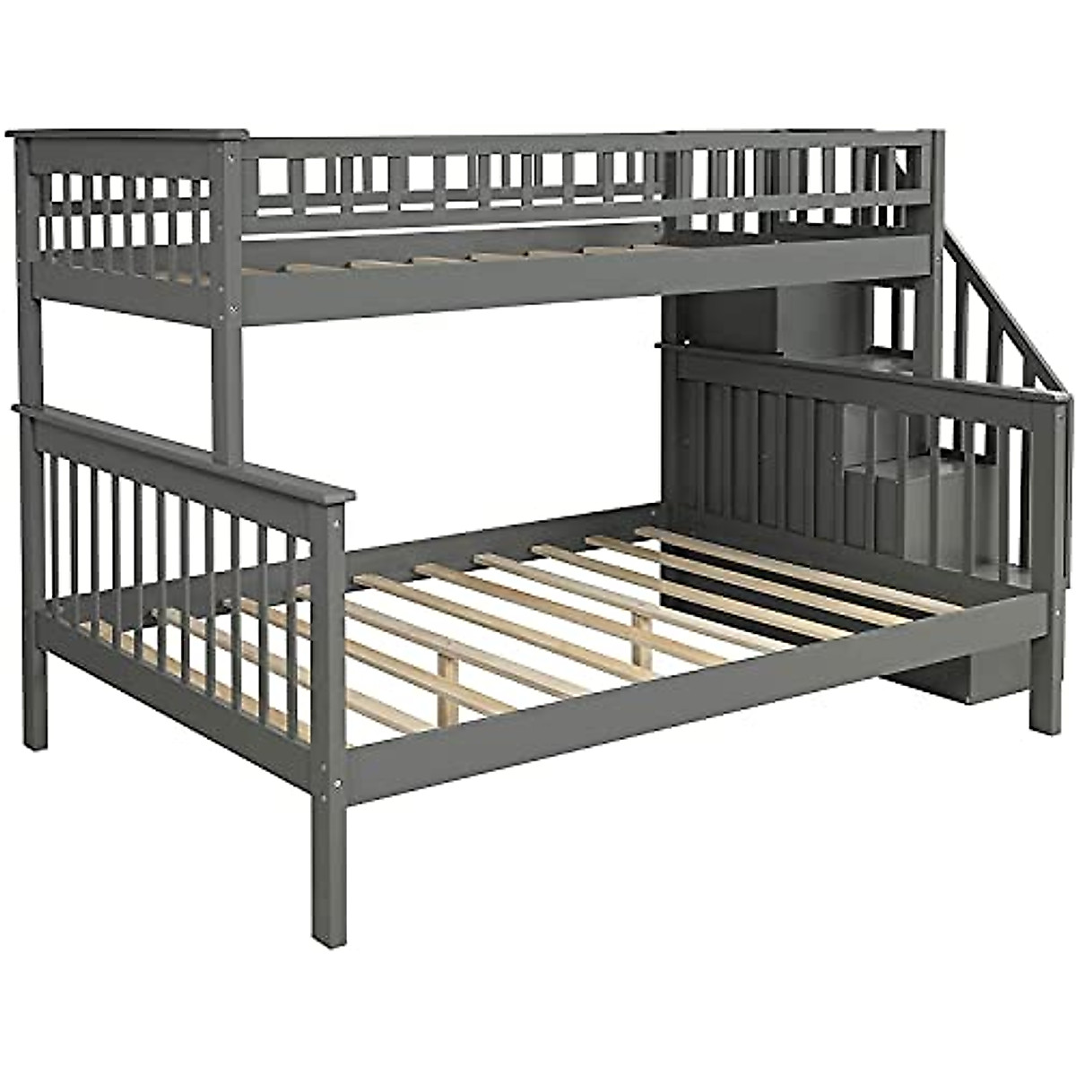 STP-Y Bunk Beds Twin Over Twin Wood Bunk Bed Frame for Boys Girls Teens, Can be Divided into 2 Beds, Gray (Color : Grey, Size : Twin Over Full)