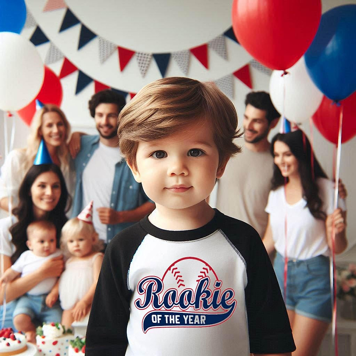 Rookie of The Year First Birthday Baby Boy Custom T-Shirt for 1 One Year Old Toddler 1st Birthday Personalized Shirt Infant Kids Tee Black, 12 Months