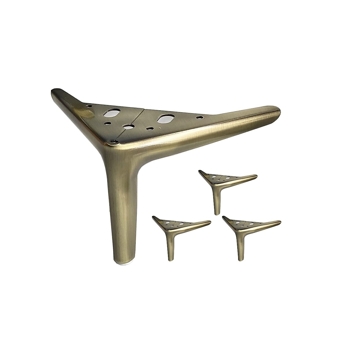 Kaupuar 4.72 inch Antique Brass Furniture Legs Brushed Gold Metal for Cabinet Sofa Couch Table Chair Bed TV Set of 4 Mid Century Modern Legs DIY Replacement