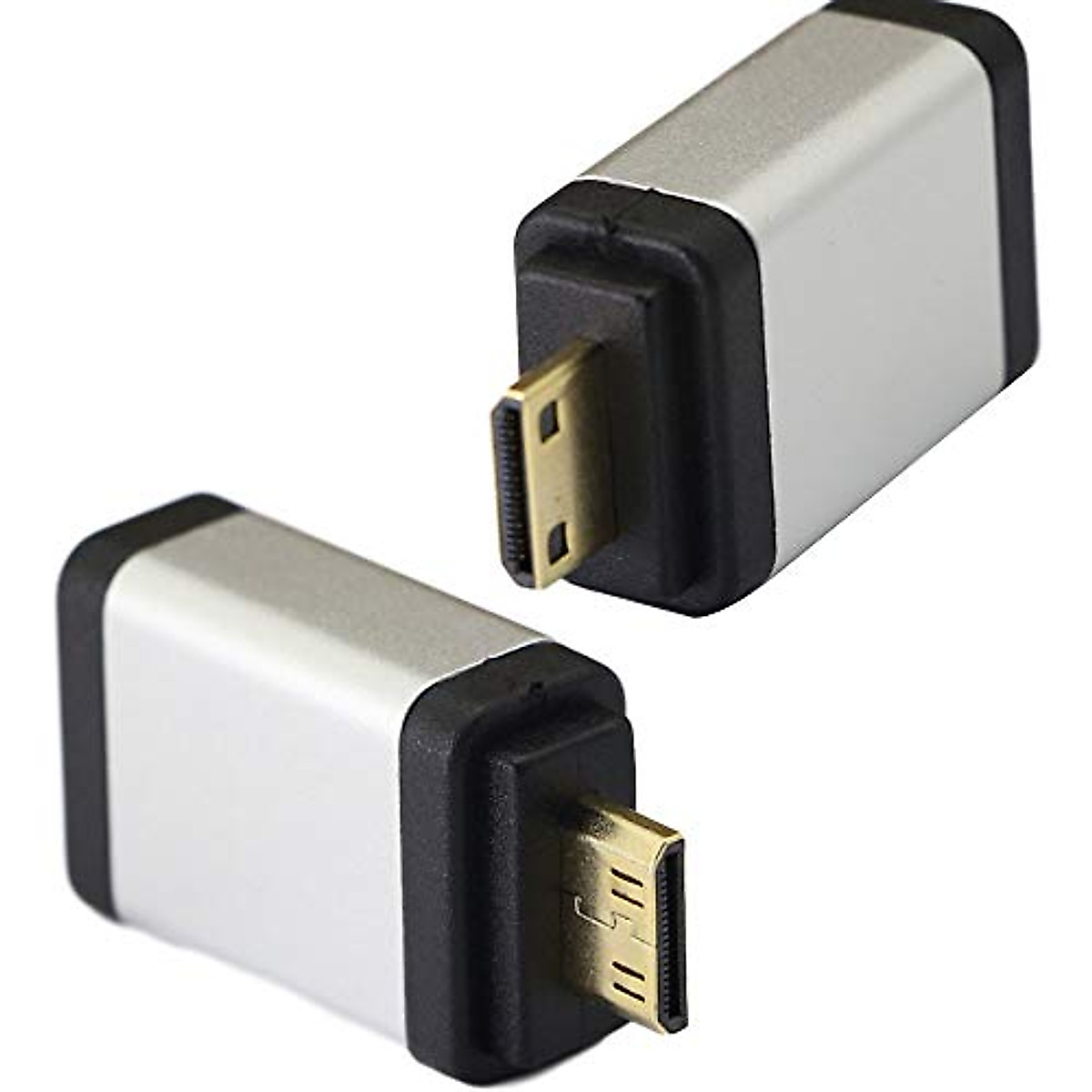 Mini HDMI to HDMI Adapter 2-Pack Mini HDMI Male to HDMI Female 4kx2k Gold Plated Adapter for Raspberry Pi, Camera, Camcorder, DSLR, Tablet, Video Card (Silver)