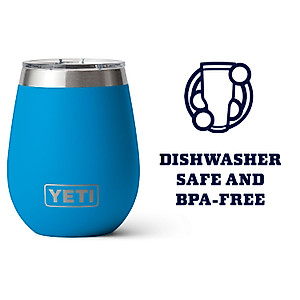 YETI Rambler 10 oz Wine Tumbler, Vacuum Insulated, Stainless Steel with MagSlider Lid, Big Wave Blue