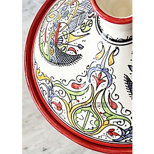 ARTKISH Large Ceramic Tajin Pot for Cooking and Serving Ideal Housewarming Gift - Artisan Moroccan Clay Tagine Pot Slow Cooker, Hand Painted Pottery Cookware. (30cm = 12 inch)