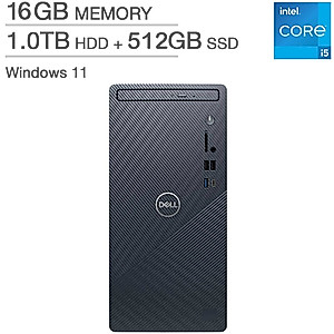 Dell Inspiron Desktop, 12th Gen Intel Core i5-12400 (6-Core, 18M Cache, 2.5GHz to 4.4GHz) Processor, 32GB RAM, 1TB SSD, 1TB HDD, Wi-Fi 6, Windows 11 Home