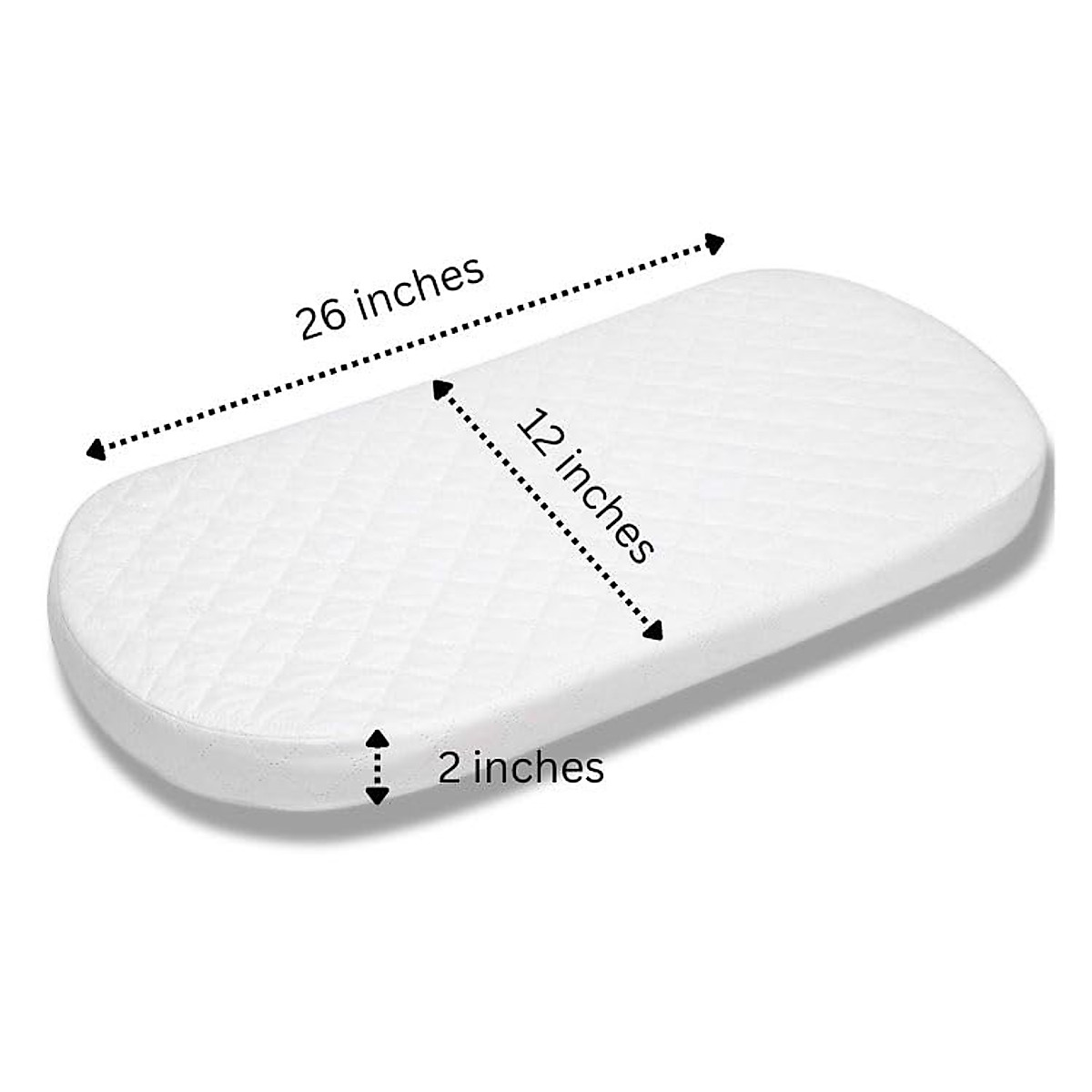 First Essentials Bassinet Cradle Mattress Pad (Oval, 12X26) for Newborn Comfort Breathable Easy Clean Hypoallergenic Waterproof Made in USA
