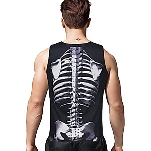 GRAJTCIN Mens Workout Muscle Tank Tops Sports Outfit Fitness Running Tank Top Undershirts for Men Skeleton Shirts Summer Sleeveless Tee Black M