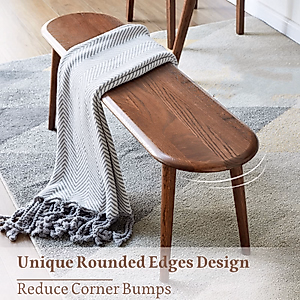 Bamskov 100% FAS-Certified Oak Wood Bench, Rounded Corner Entryway Bench, Modern Dining Bench for Entryway, Bedroom, Dining Room, Kitchen (Walnut, 12" D x 39" W x 16" H)