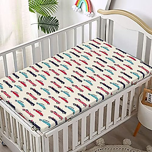 Cars Themed Fitted Crib Sheet,Standard Crib Mattress Fitted Sheet Soft and Breathable Bed Sheets-Baby Crib Sheets for Girl or Boy, 28“ x52“,Multicolor