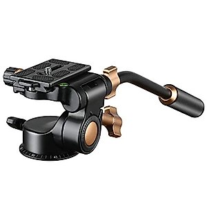 Soonpho Q-08S Heavy Duty Video Camera Tripod Fluid Drag Pan Head with Extended Handle for DSLR Camera,Camcorders,1/4 & 3/8 inch Screw Sliding Plate 360 Degree Rotating Tripod Head