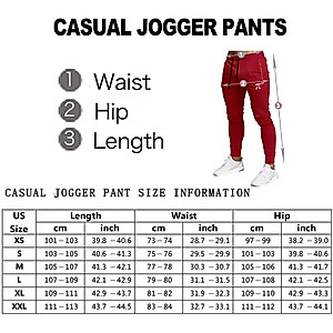 Wangdo Men's Joggers Sweatpants Gym Training Workout Pants Slim Fit with Zipper Pockets(Red-XXL)