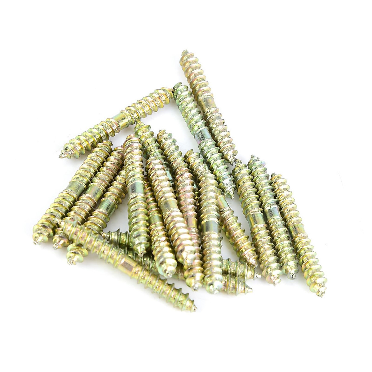 20pcs M5 40mm Dowel Screw Iron Double Ended Screw Zinc Plating Self-Tapping Thread Screw Wood to Wood Dowel Screw Connecting Wood